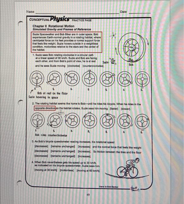 Solved Name Date CONCEPTUAL Physícs PAACTICE PAGE Chapter 8 | Chegg.com