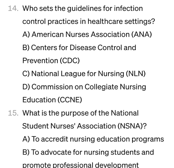 Solved Who sets the guidelines for infection control | Chegg.com