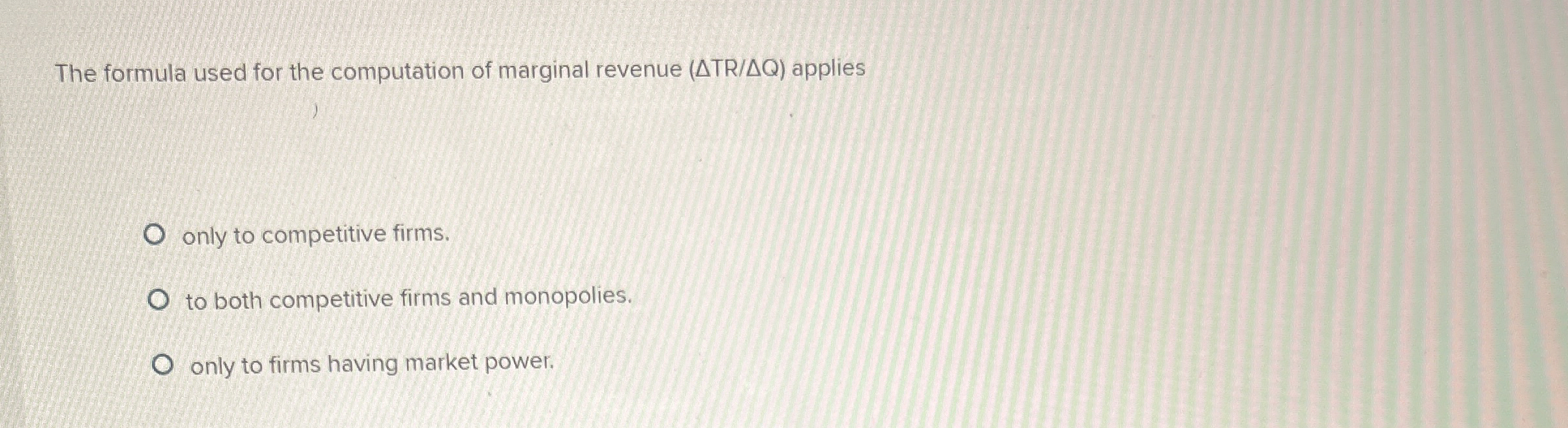 Solved The formula used for the computation of marginal | Chegg.com