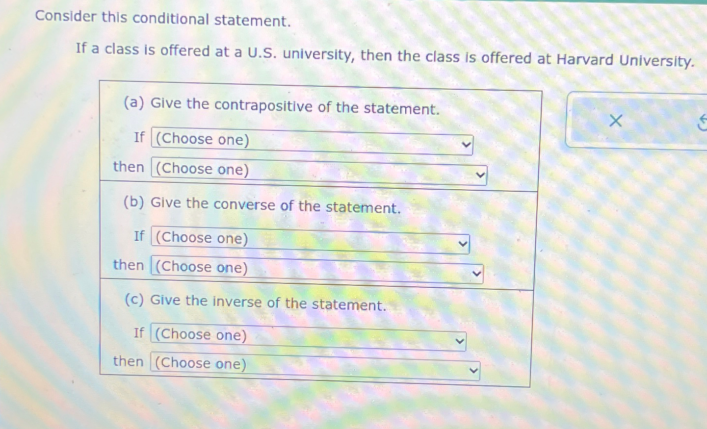Solved Consider this conditional statement.If a class is | Chegg.com