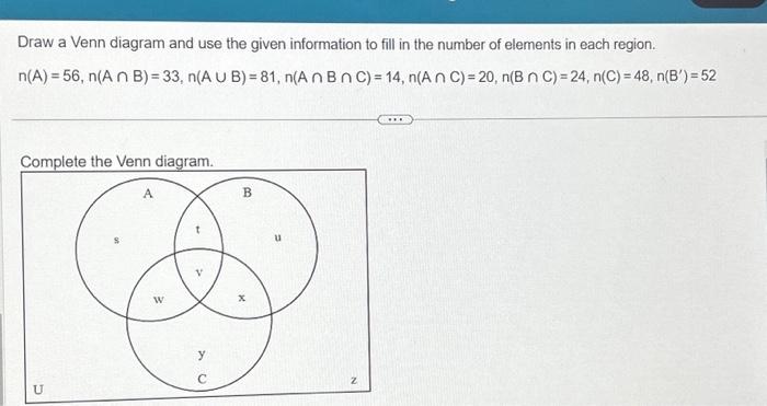 Solved Draw a Venn diagram and use the given information to | Chegg.com