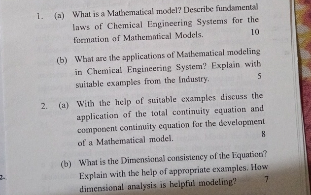 Solved (a) ﻿What is a Mathematical model? Describe | Chegg.com