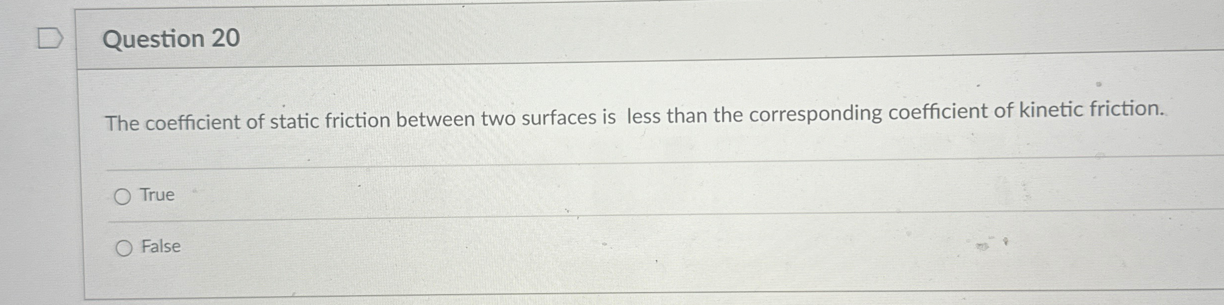 Solved Question 20The coefficient of static friction between | Chegg.com