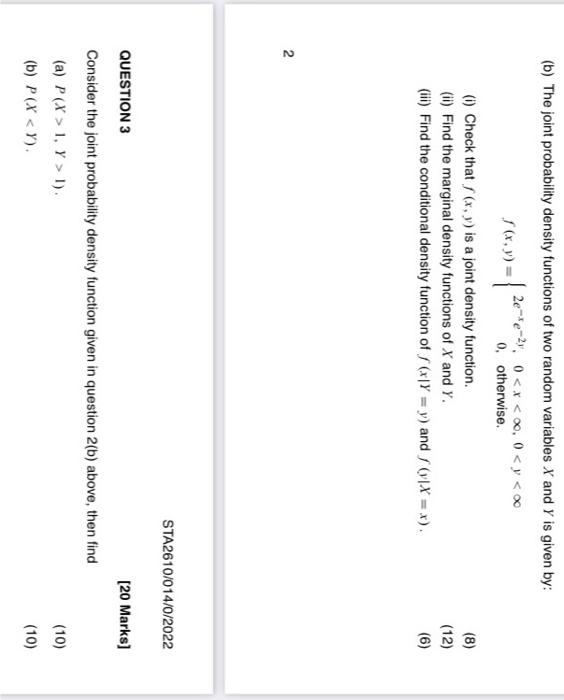 Solved (b) The joint probability density functions of two | Chegg.com