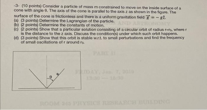 Solved -3- (10 points) Consider a particle of mass m | Chegg.com