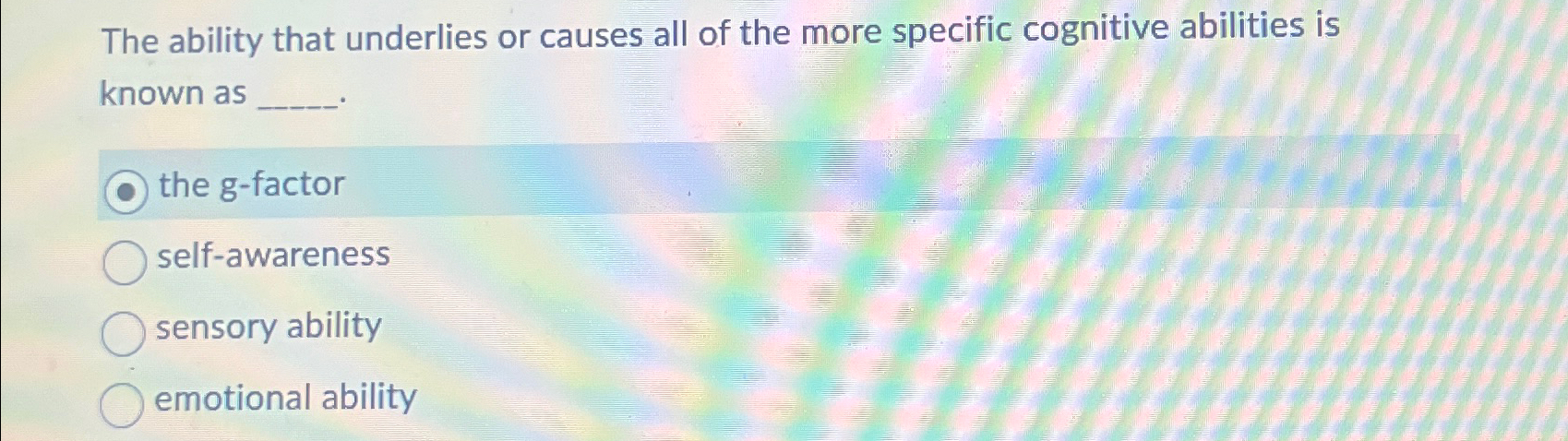 Solved The ability that underlies or causes all of the more | Chegg.com