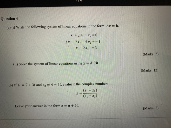 Solved Question 4 (a) () Write the following system of | Chegg.com