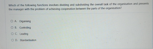Solved Which of the following functions involves dividing | Chegg.com