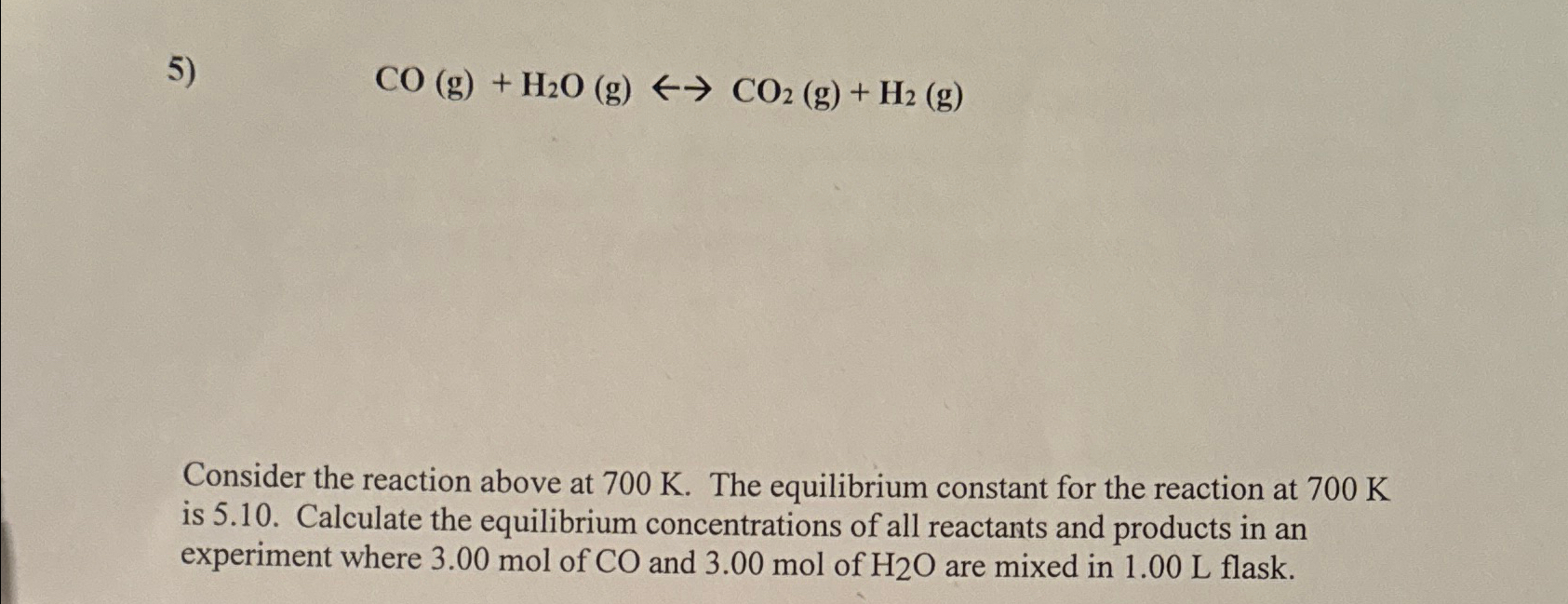 Solved CO(g)+H2O(g)harrCO2(g)+H2(g)Consider the reaction | Chegg.com
