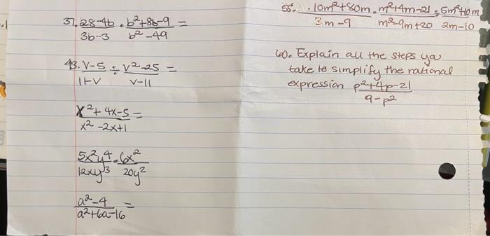 Solved 37. 3b−328−4b⋅b2−49b2+8b−9= 43. 11−vv−5÷v−11v2−25= | Chegg.com