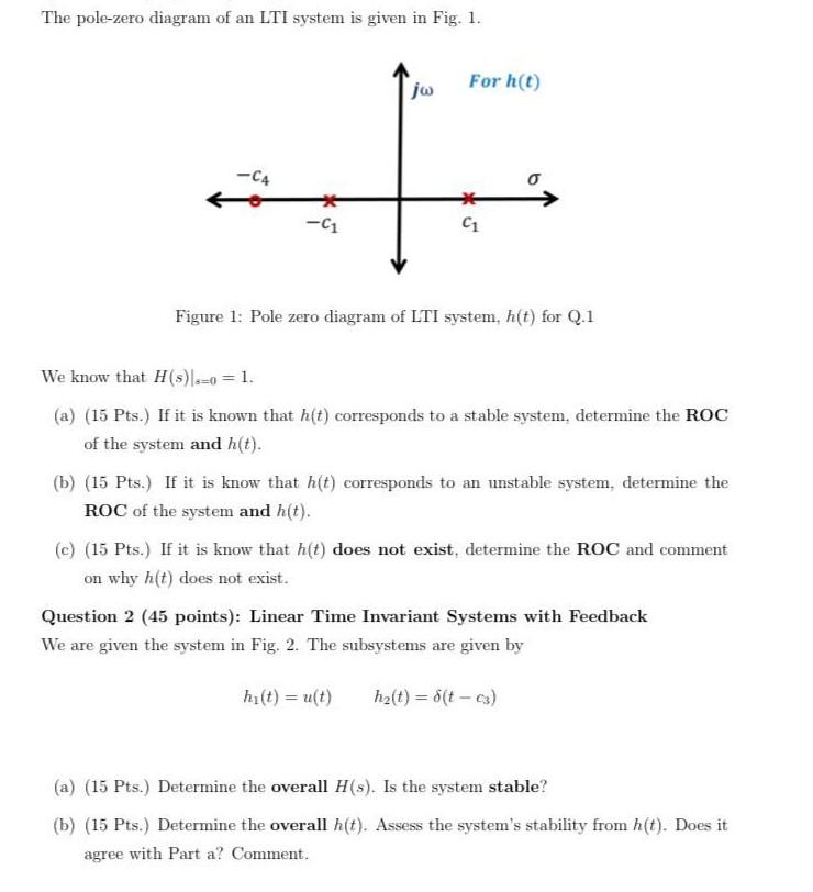 Solved The pole-zero diagram of an LTI system is given in | Chegg.com