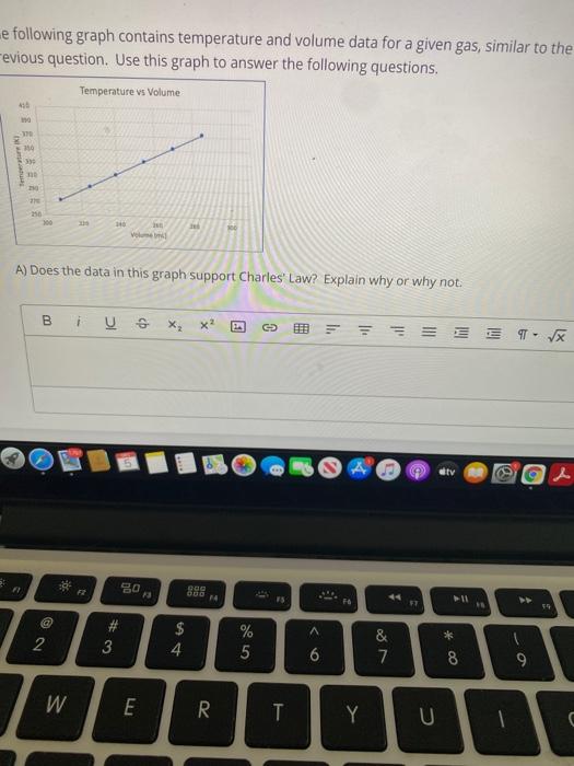 Solved The following graph contains temperature and volume | Chegg.com