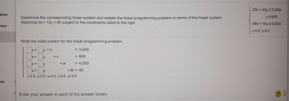 Solved determine the corresponding linear system and restate | Chegg.com