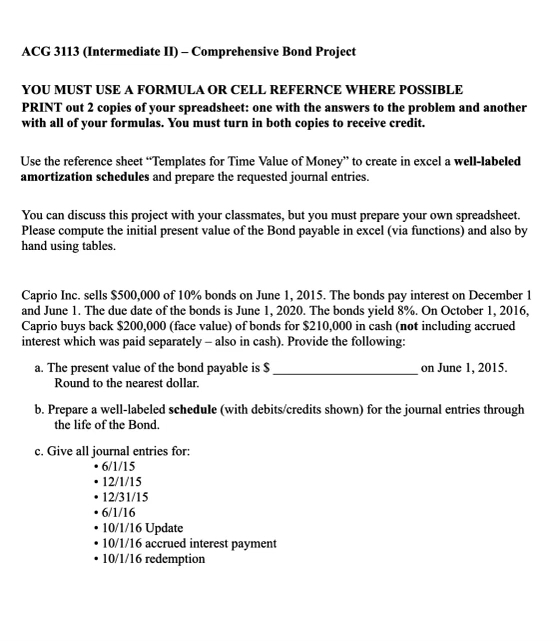 Solved ACG 3113 (Intermediate II) - ﻿Comprehensive Bond | Chegg.com