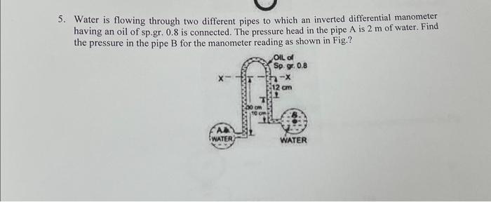 Solved 5. Water is flowing through two different pipes to | Chegg.com