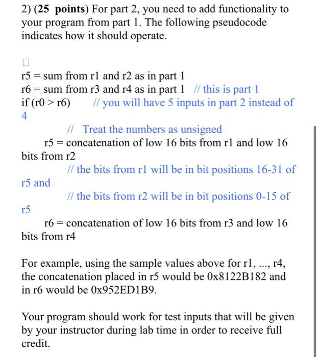 Solved 2) (25 points) For part 2, you need to add | Chegg.com