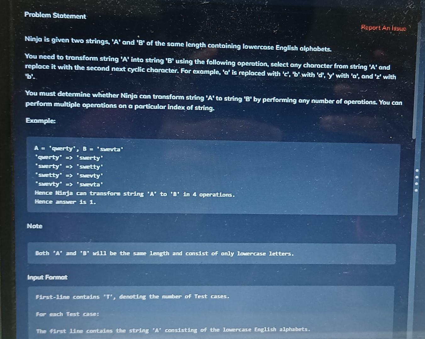 Solved Problem Statement Report An issuc Ninja is given two | Chegg.com