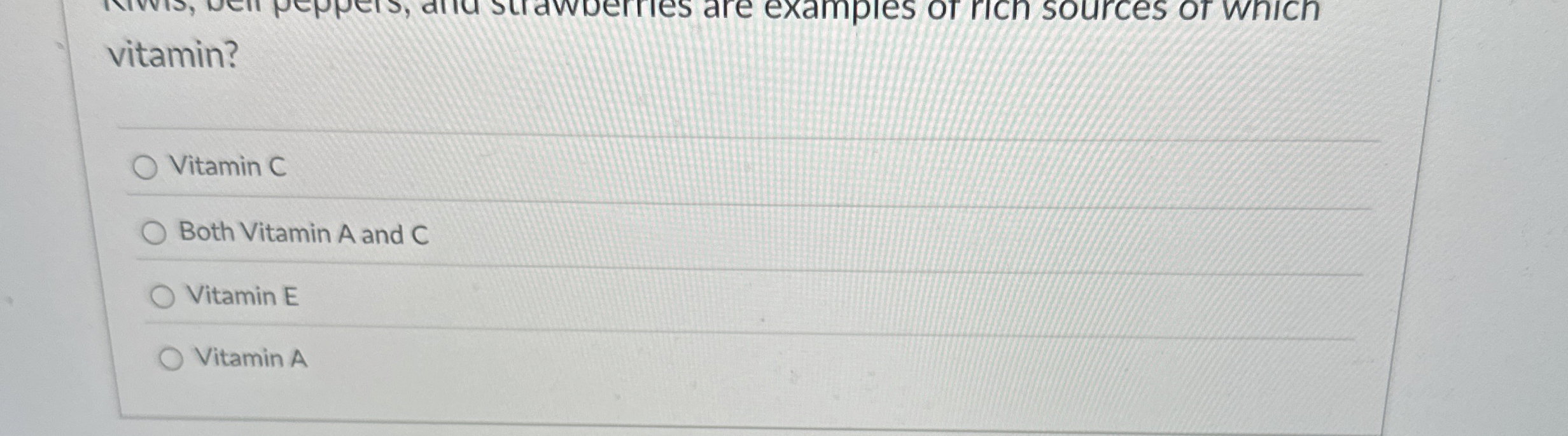 High Quality SOLUTION vitamin?Vitamin CBoth Vitamin A and CVitamin EVitamin | Chegg.com