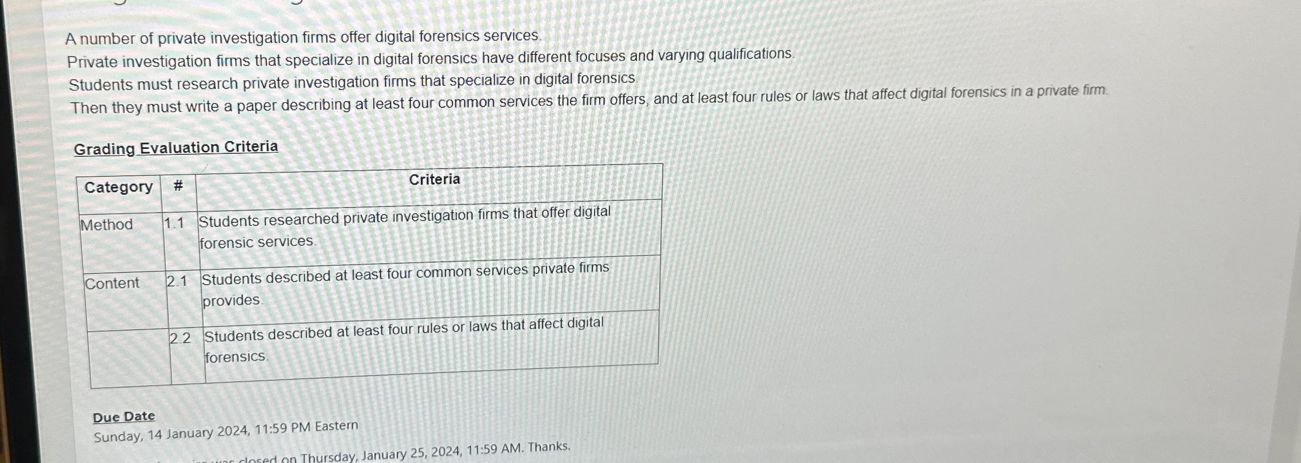 Solved A number of private investigation firms offer digital | Chegg.com