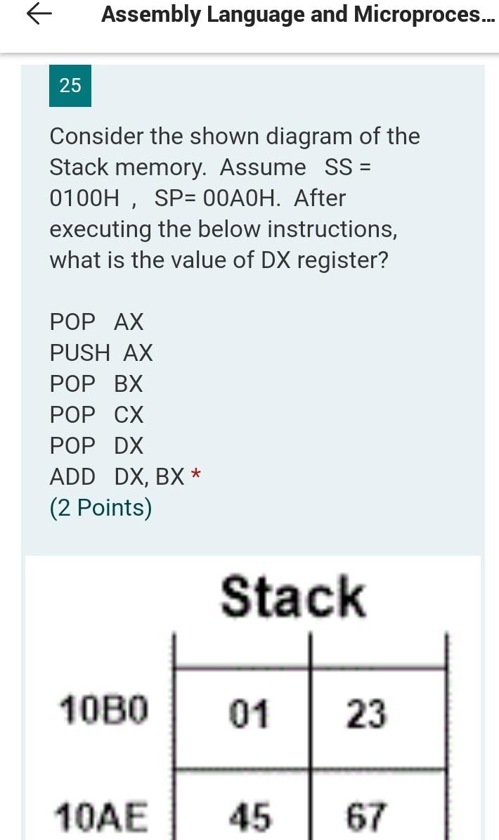 Solved { Assembly Language and Microproces... 25 Consider | Chegg.com