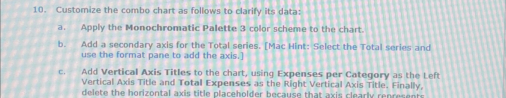 Solved Customize the combo chart as follows to clarify its | Chegg.com