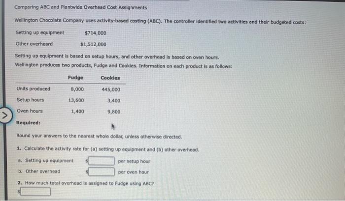 Solved Comparing ABC and Plantwide Overhead Cost Assignments | Chegg.com