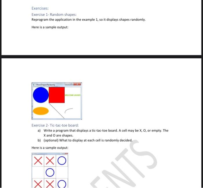 Solved Exercises: Exercise 1- Random shapes: Reprogram the | Chegg.com