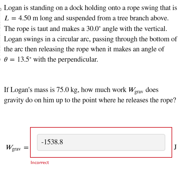Solved Logan is standing on a dock holding onto a rope swing | Chegg.com