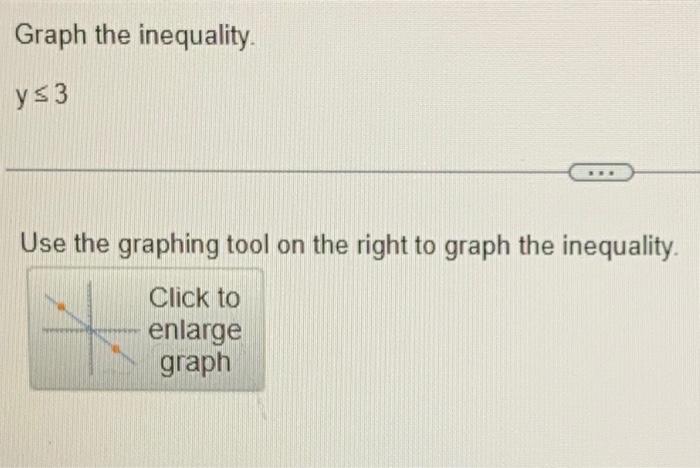 Solved Graph the inequality. y≤3 Use the graphing tool on | Chegg.com