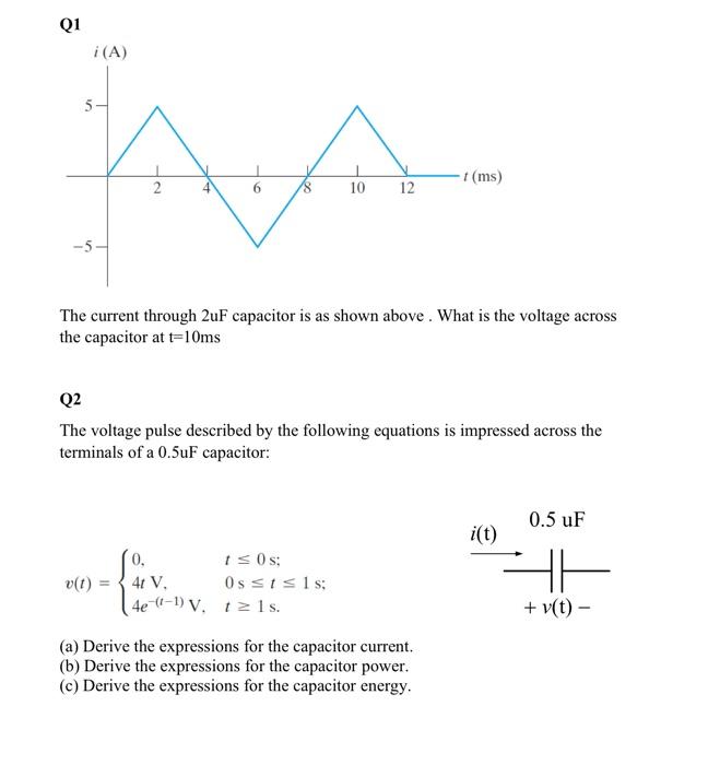 Solved The current through 2uF capacitor is as shown above. | Chegg.com