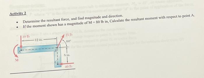 Solved Activity 2 - Determine the resultant force, and find | Chegg.com