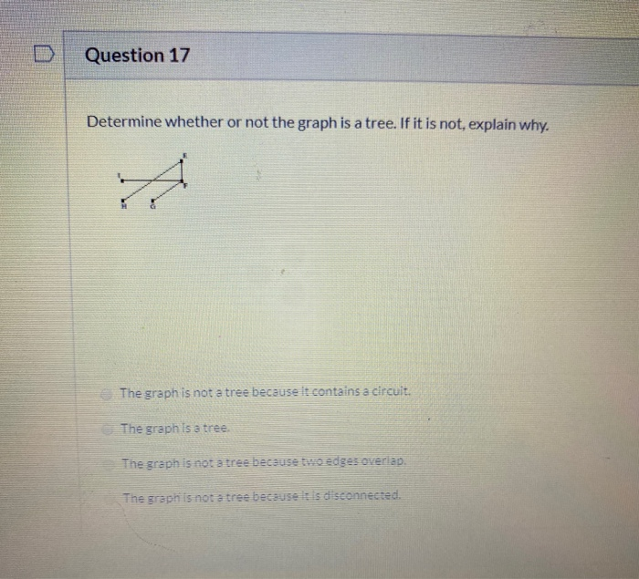 Solved Question 17 Determine whether or not the graph is a | Chegg.com