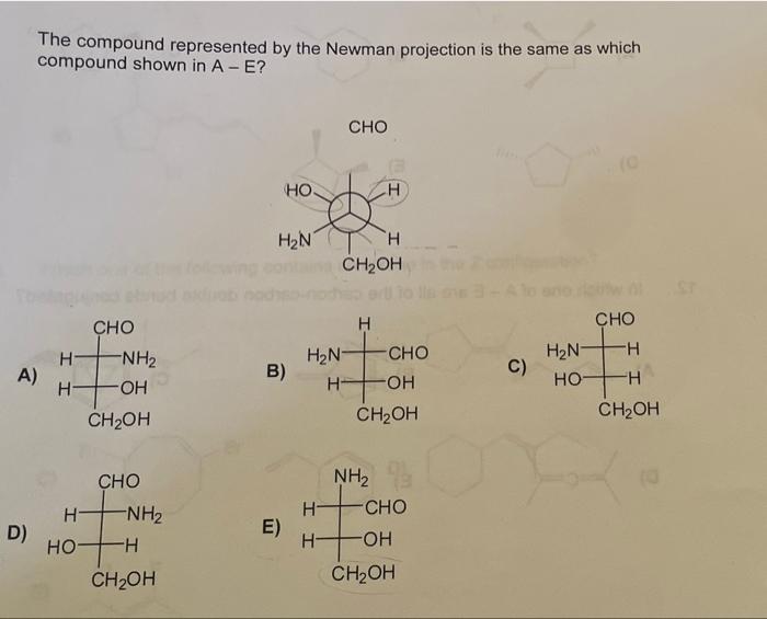 Solved The Compound Represented By The Newman Projection Is