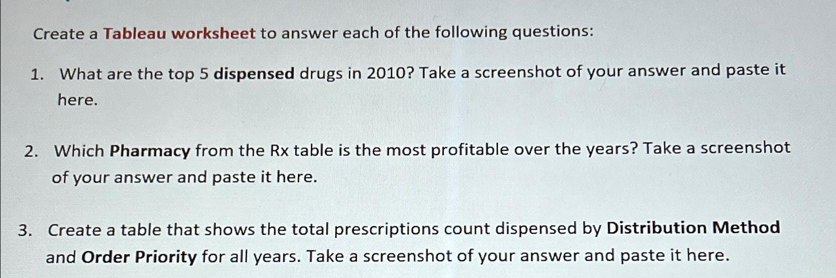 Solved Create a Tableau worksheet to answer each of the | Chegg.com