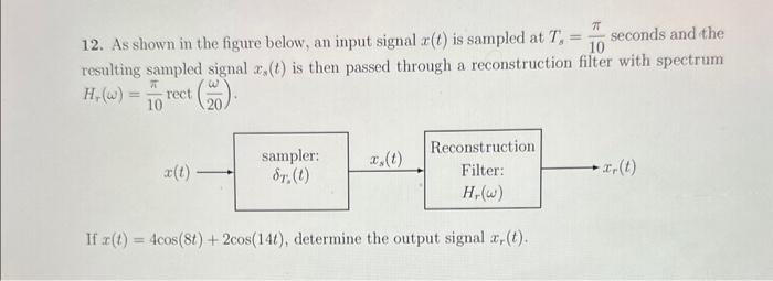Solved resulting sampled signal xs(t) is then passed through | Chegg.com