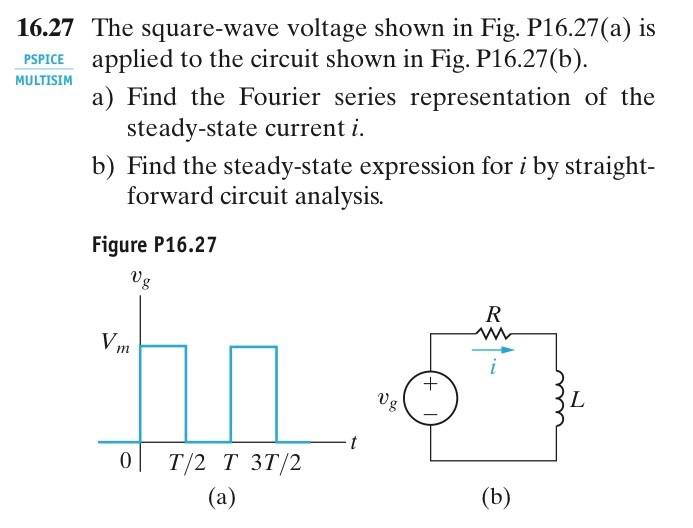 Solved 27 The square-wave voltage shown in Fig. P16.27(a) is | Chegg.com