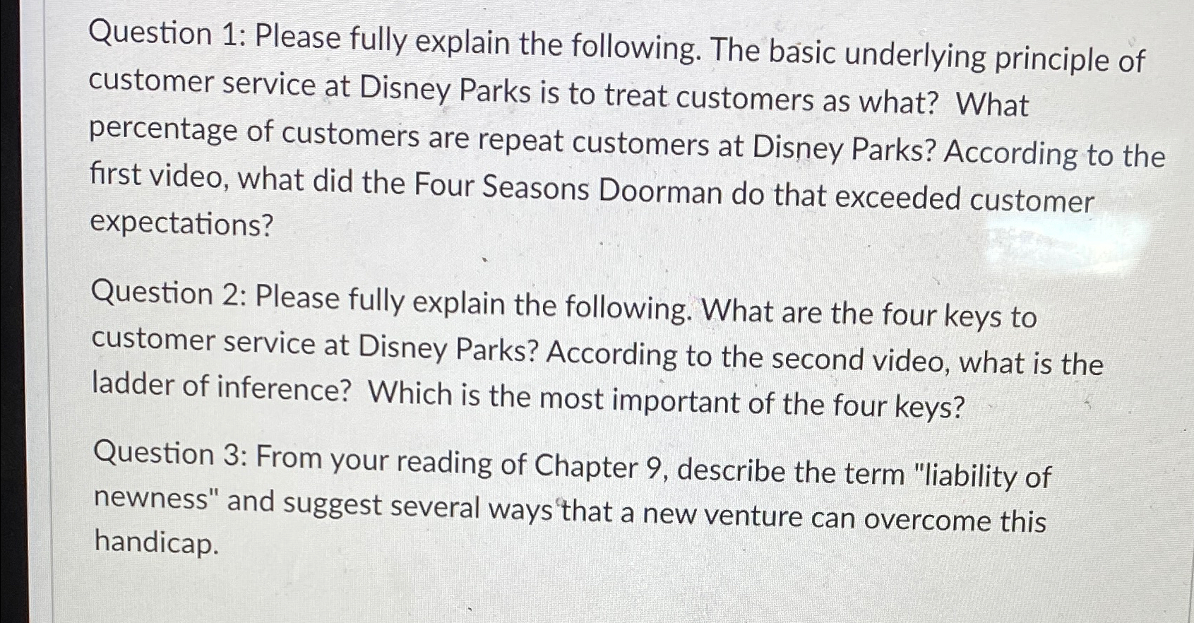 Solved Question 1: Please fully explain the following. The | Chegg.com