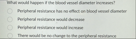 Solved What would happen if the blood vessel diameter | Chegg.com