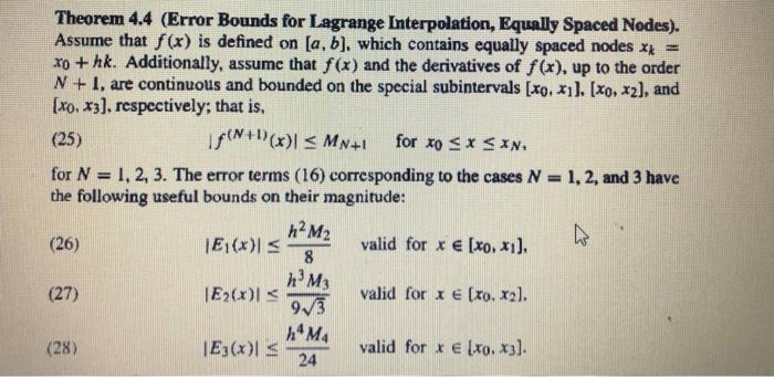 Theorem 4.4 (Error Bounds for Lagrange Interpolation, | Chegg.com