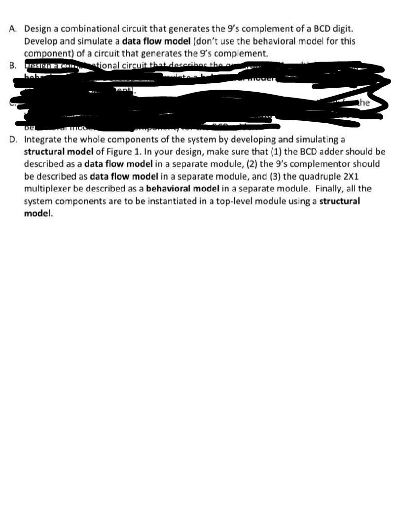 Solved Project: BCD adder-subtractor circuit Due Monday, | Chegg.com