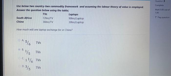 Solved Use below two country-two commodity framework and | Chegg.com