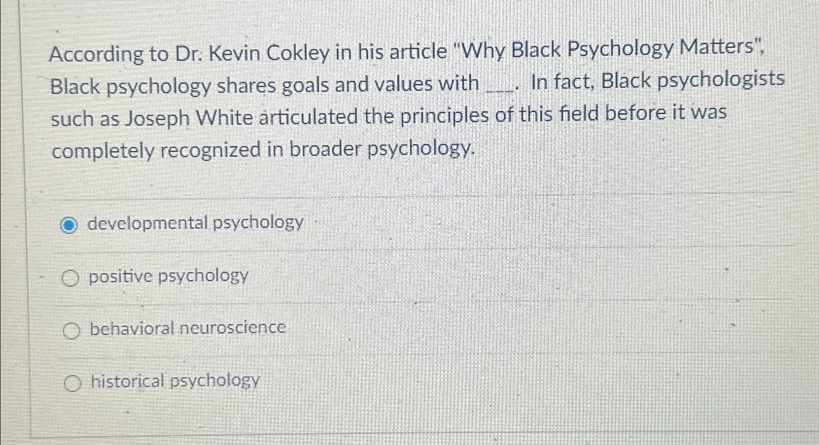 Solved According to Dr: Kevin Cokley in his article "Why | Chegg.com