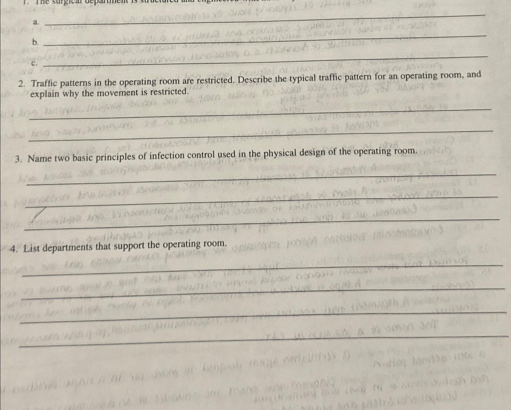 Solved a.b.c.2. ﻿Traffic patterns in the operating room are | Chegg.com
