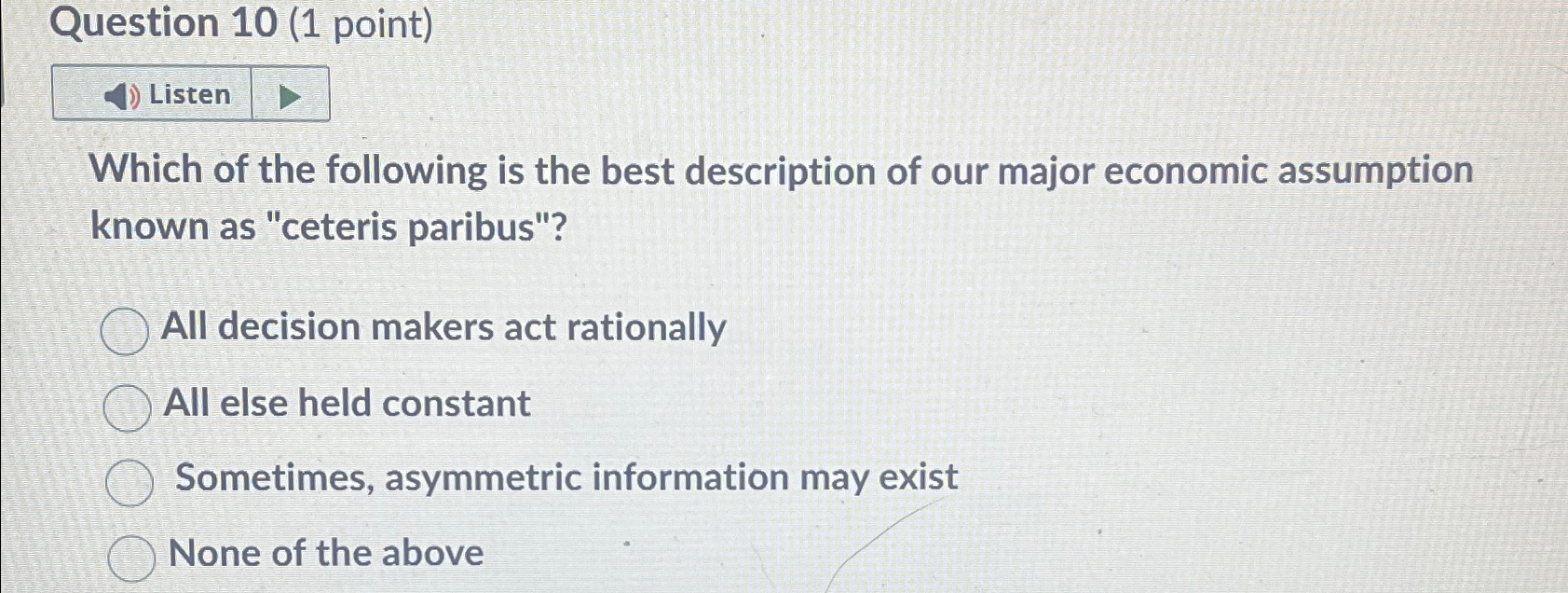 Solved Question 10 (1 ﻿point)ListenWhich of the following is | Chegg.com