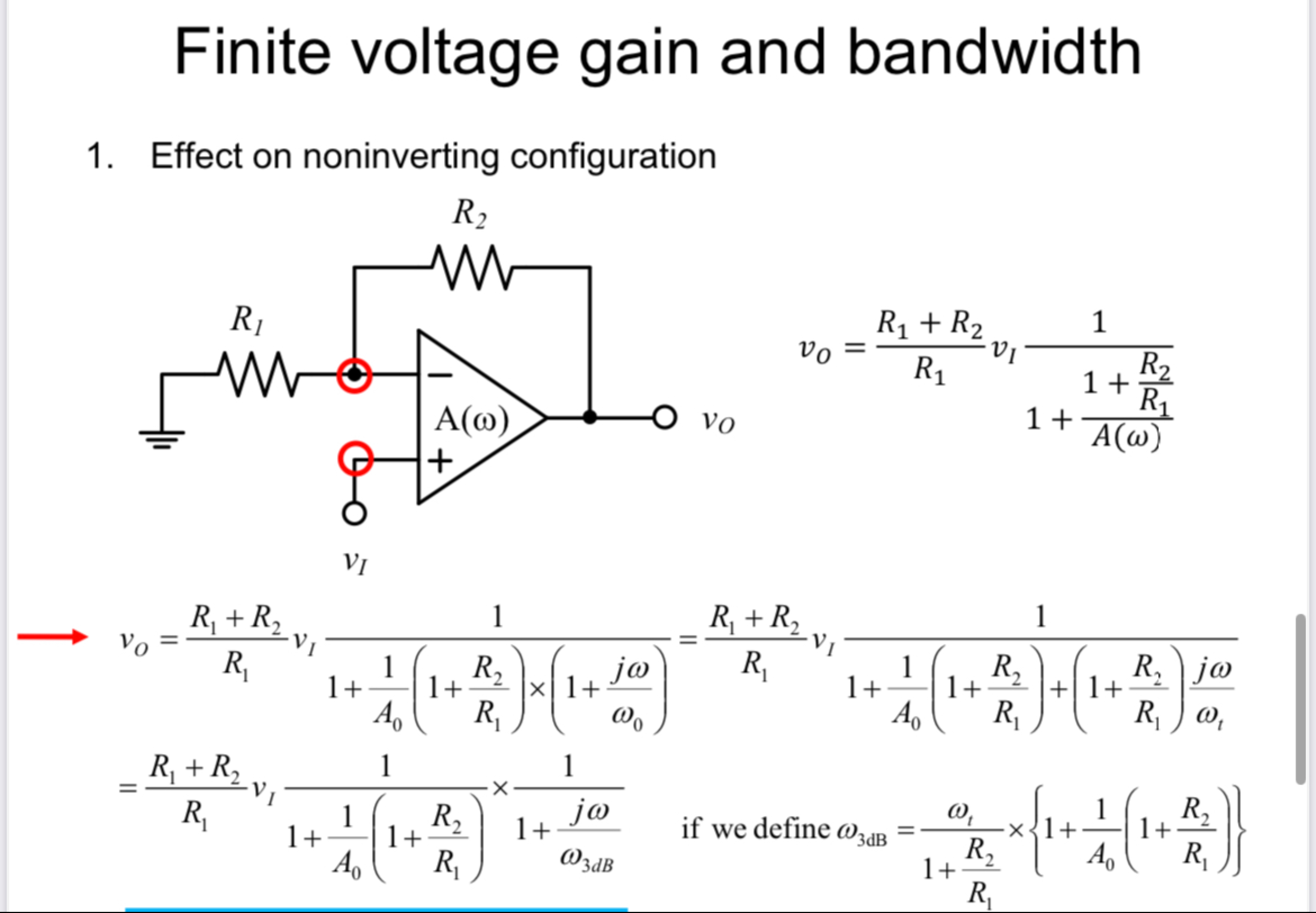 Solved Finite voltage gain and bandwidthEffect on | Chegg.com