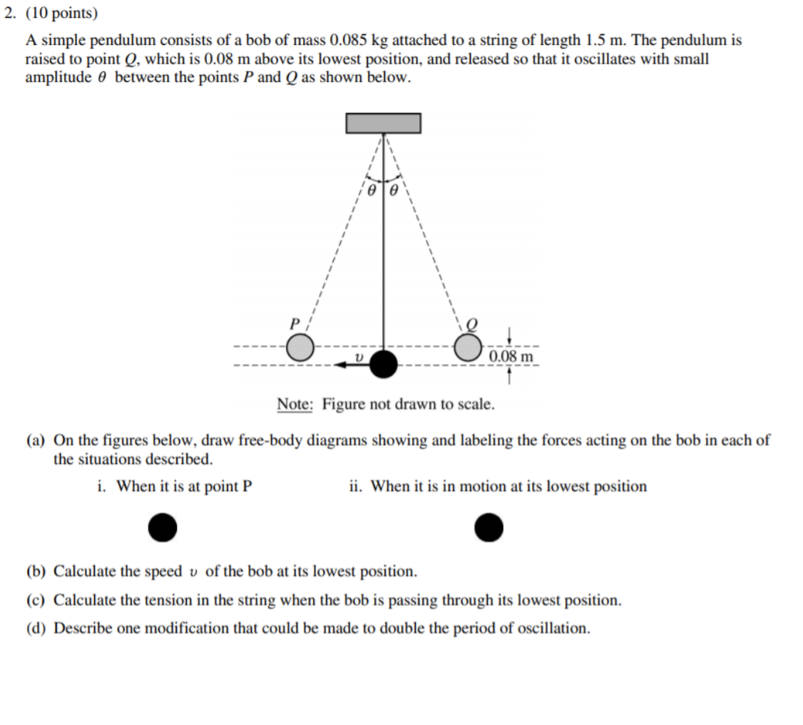 Solved (10 ﻿points)A simple pendulum consists of a bob of | Chegg.com