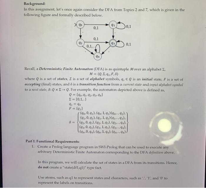 Solved DFA program in prolog. The specific requirements are | Chegg.com
