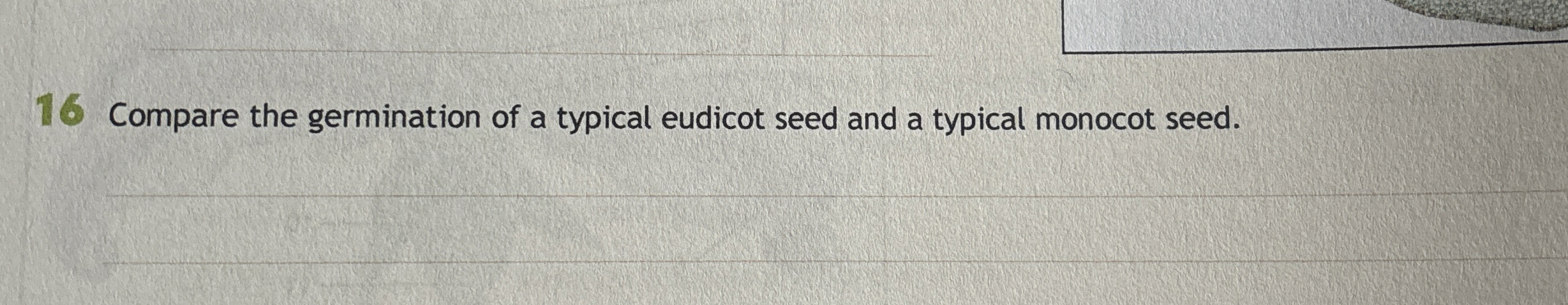 Solved 16 ﻿Compare the germination of a typical eudicot seed | Chegg.com