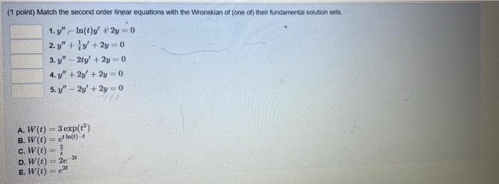 Solved (point) Match the second order linear equations with | Chegg.com