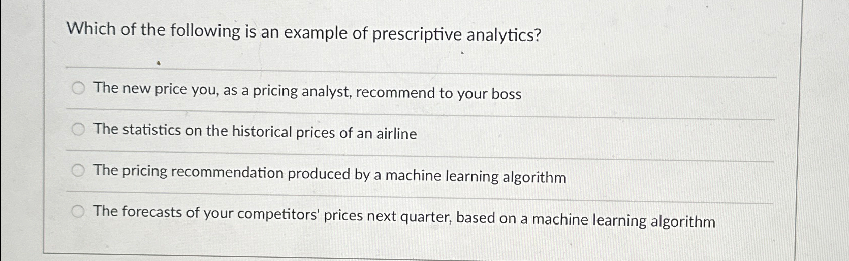 Solved Which of the following is an example of prescriptive | Chegg.com
